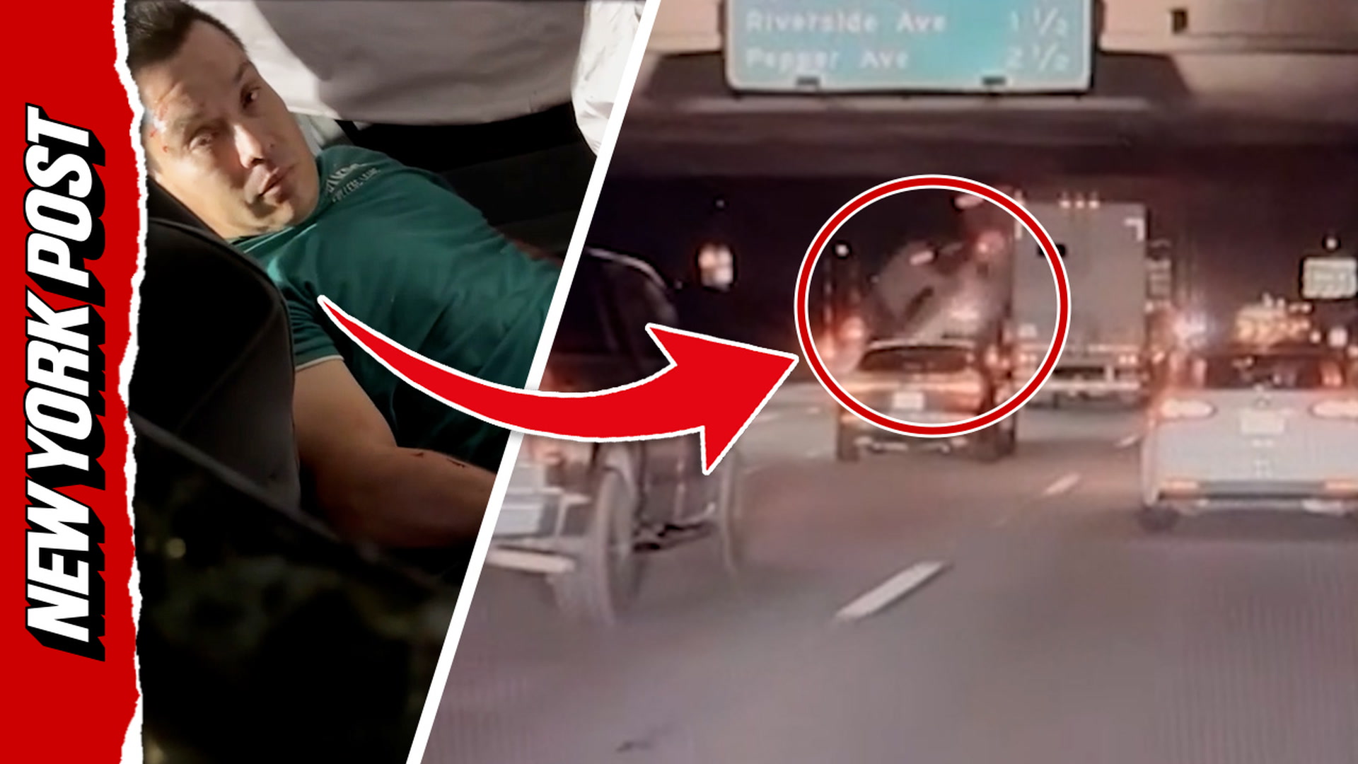 Stunned driver survives after truck launches off overpass in wild ...