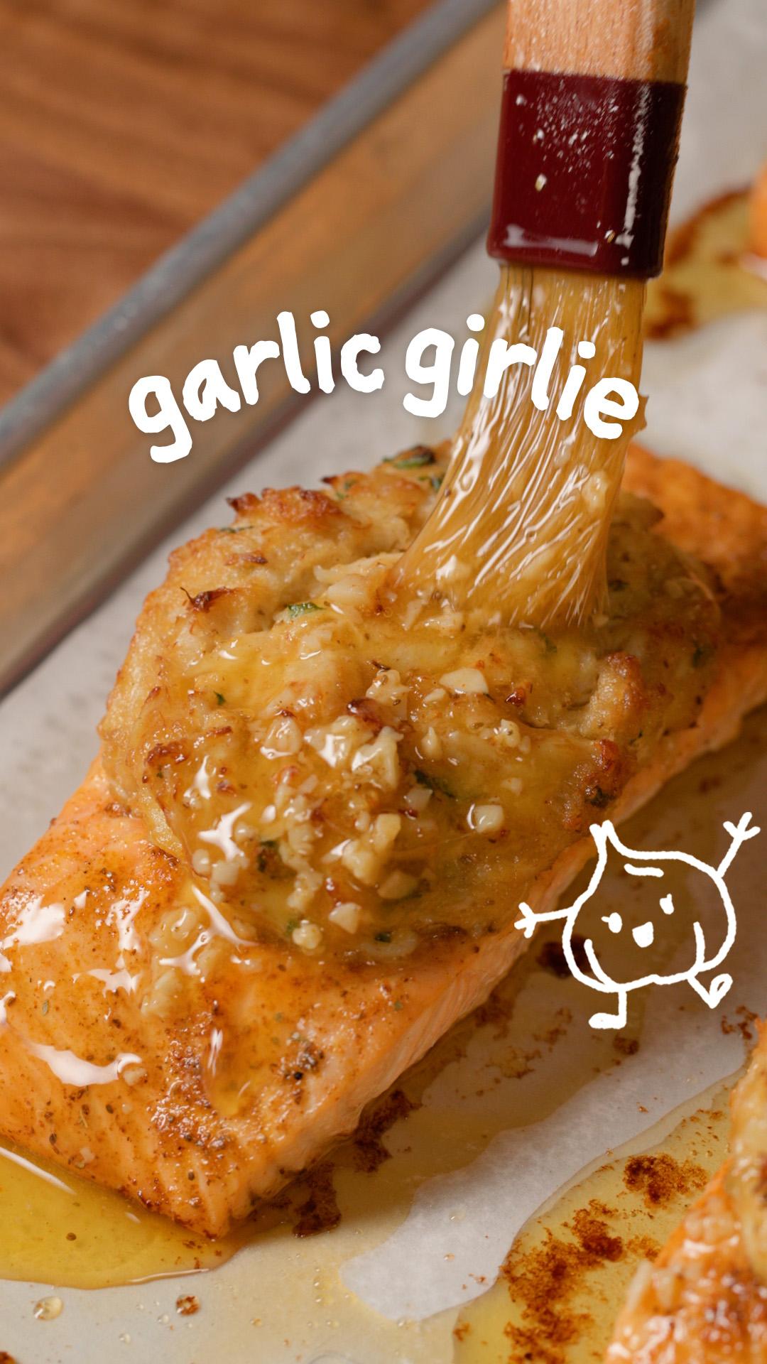 50 garlic clove stuffed salmon