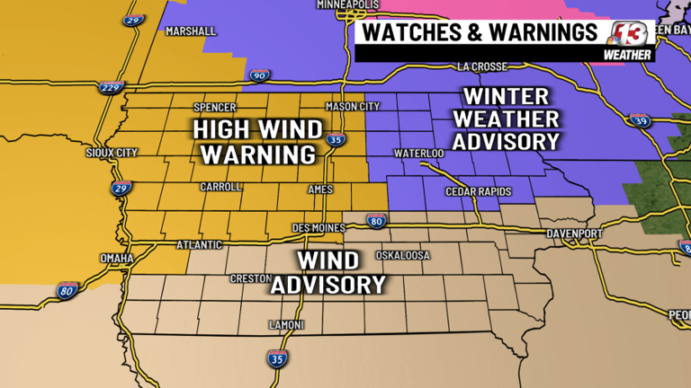 High wind warning for much of Iowa tonight