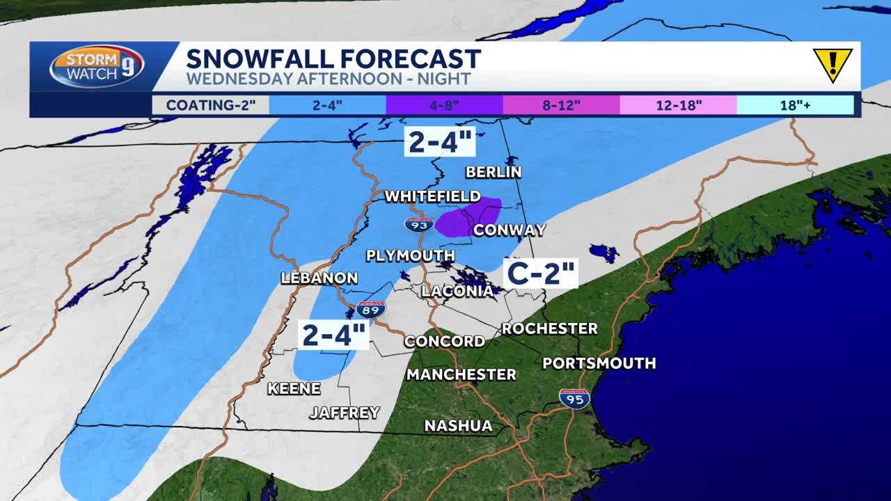 Light snow, rain expected across New Hampshire Wednesday