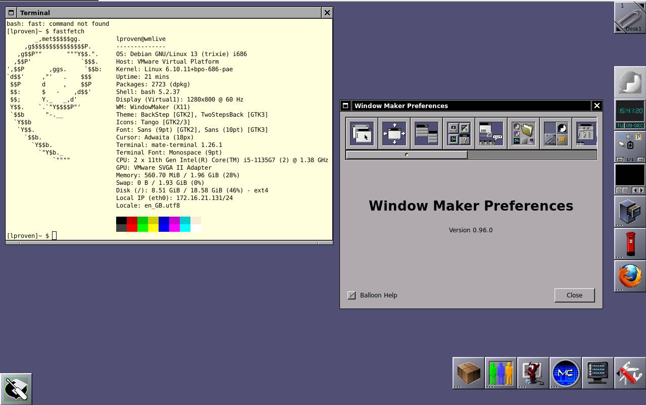 Window Maker Live 13.2 brings 32-bit life to Debian 13