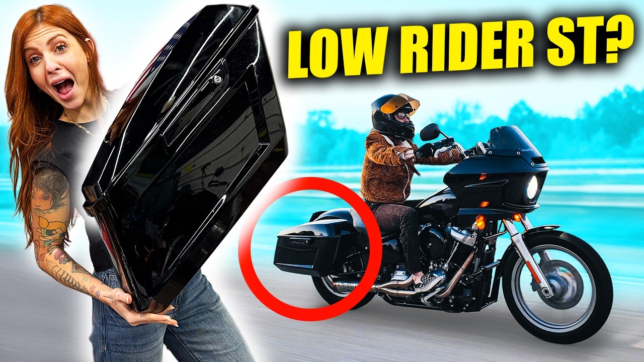 Her Harley is turning into a low rider ST! (Bag install)