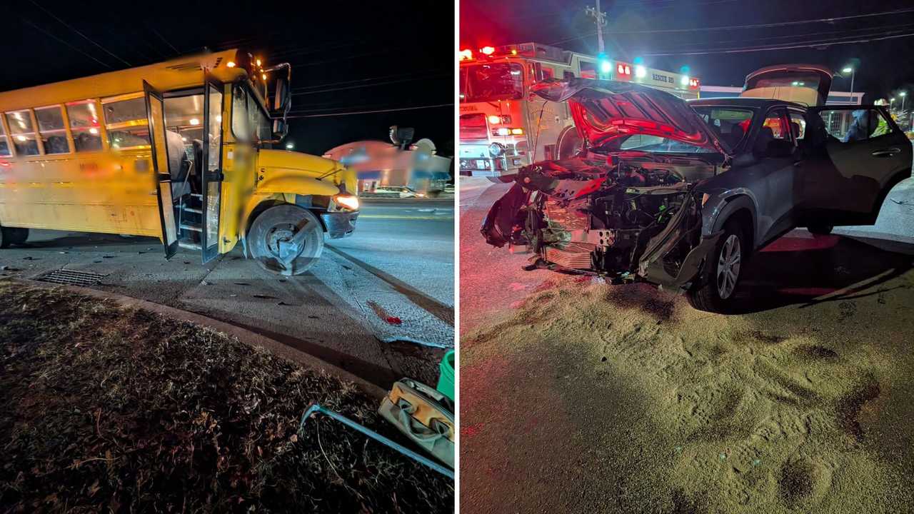 Car slams into school bus in Orange County
