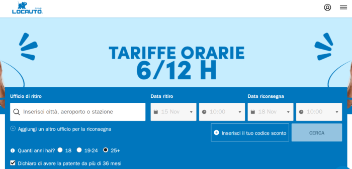 Locauto lancia il noleggio a ore: nuove tariffe per spostamenti rapidi