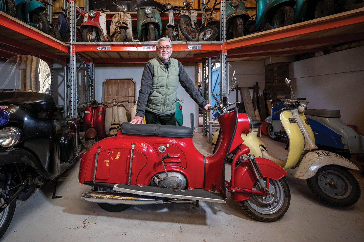 The man who owns 49 classic British scooters