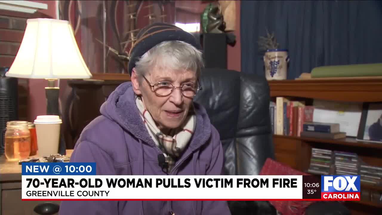 70-year-old woman helps victim from Greenville County house fire, crews say