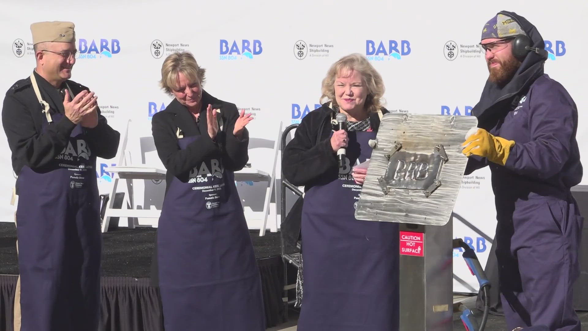 Keel-laying ceremony for the future USS Barb