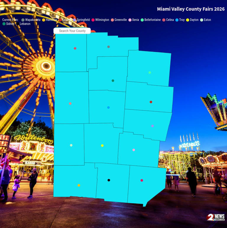 Map: Miami Valley county fairs 2026