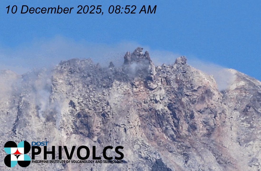Lava spines appear at Mayon Volcano’s summit