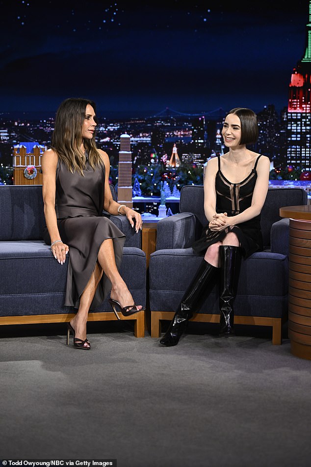 Lily Collins tears up as she meets Victoria Beckham for first time