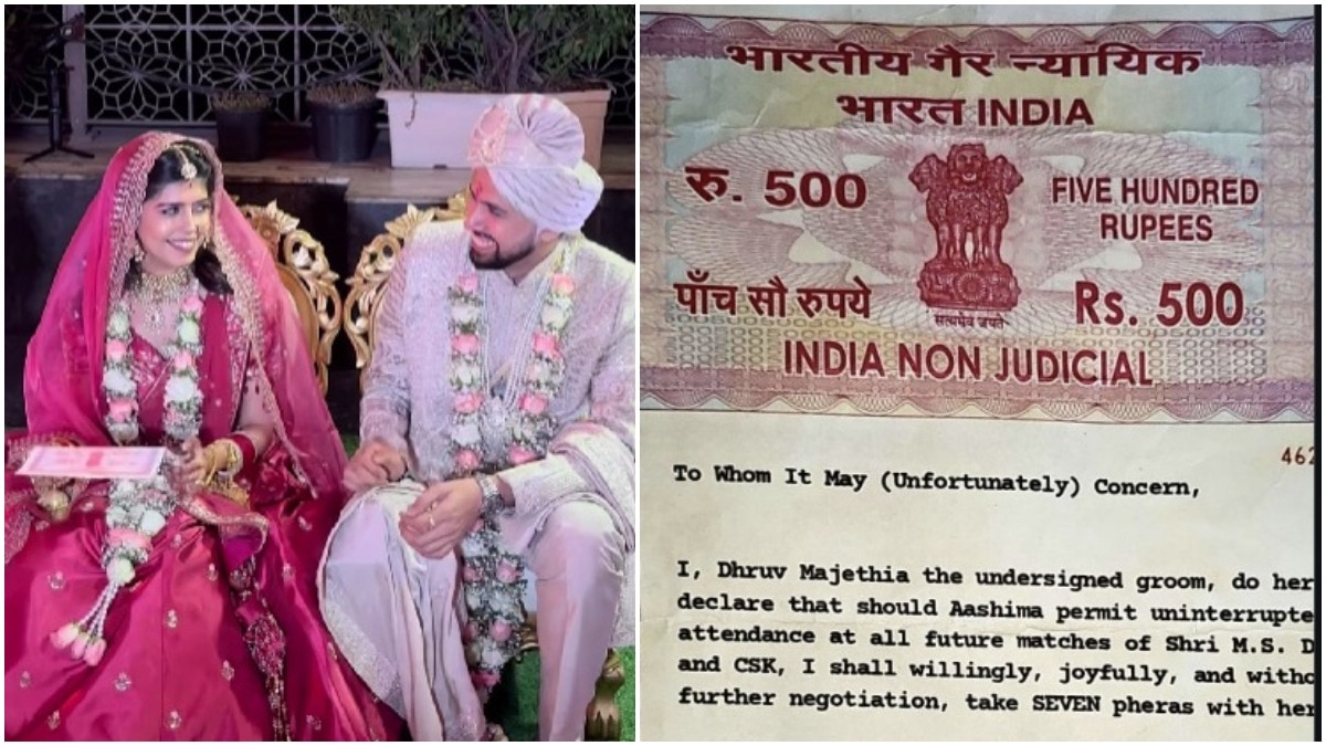 Bride reads groom's quirky 'Dhoni-CSK match contract' ahead of pheras ...