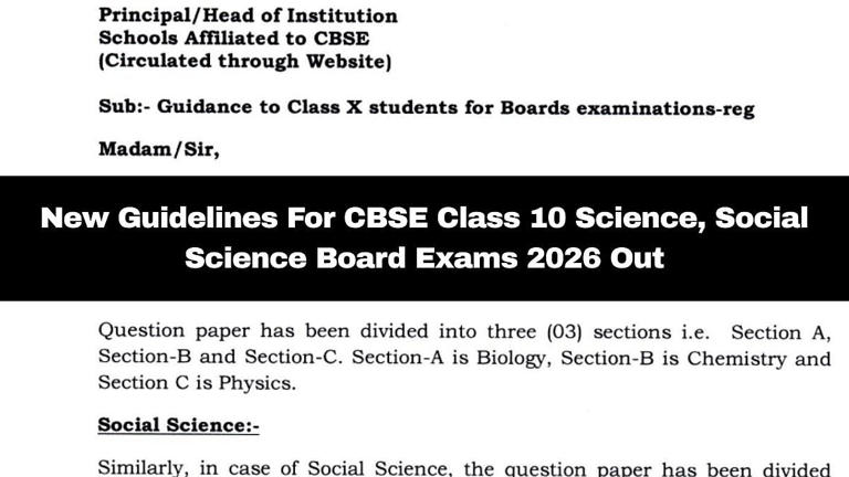 CBSE board exams 2026: New guidelines for CBSE class 10 science, social ...