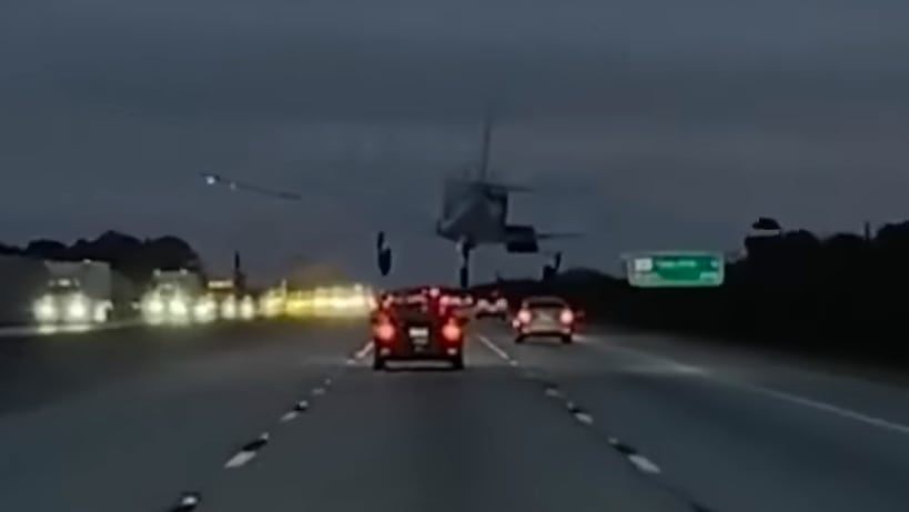 Insane footage shows plane crashing into car on highway
