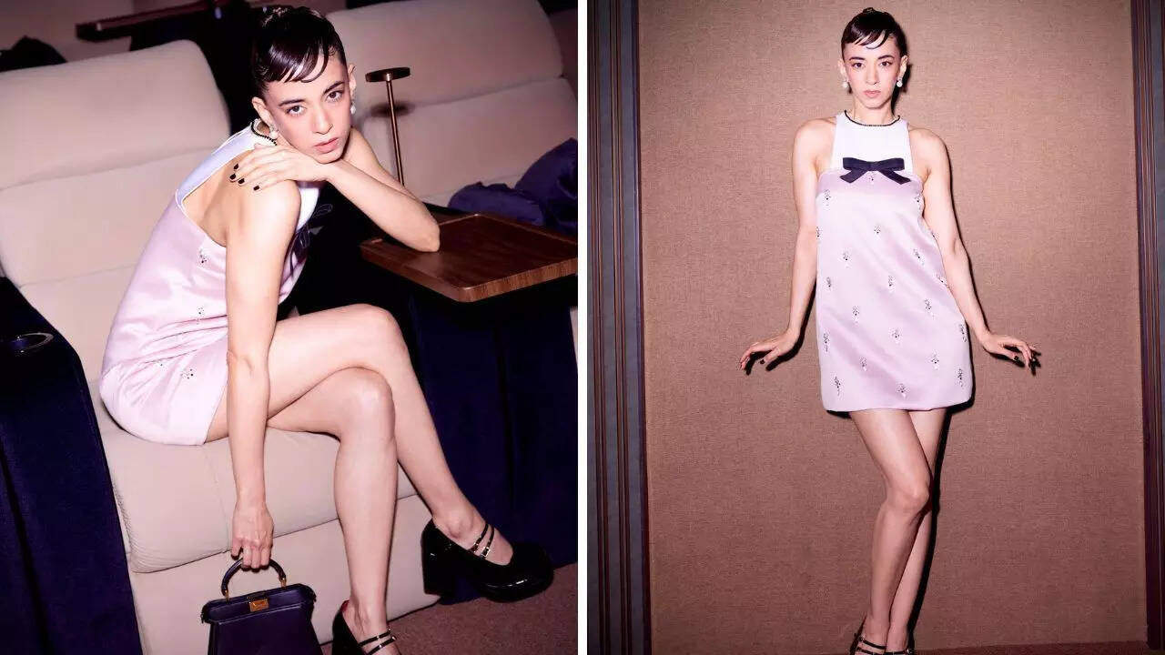 Saba Azad channels modern Audrey Hepburn in stunning black bow pink ...