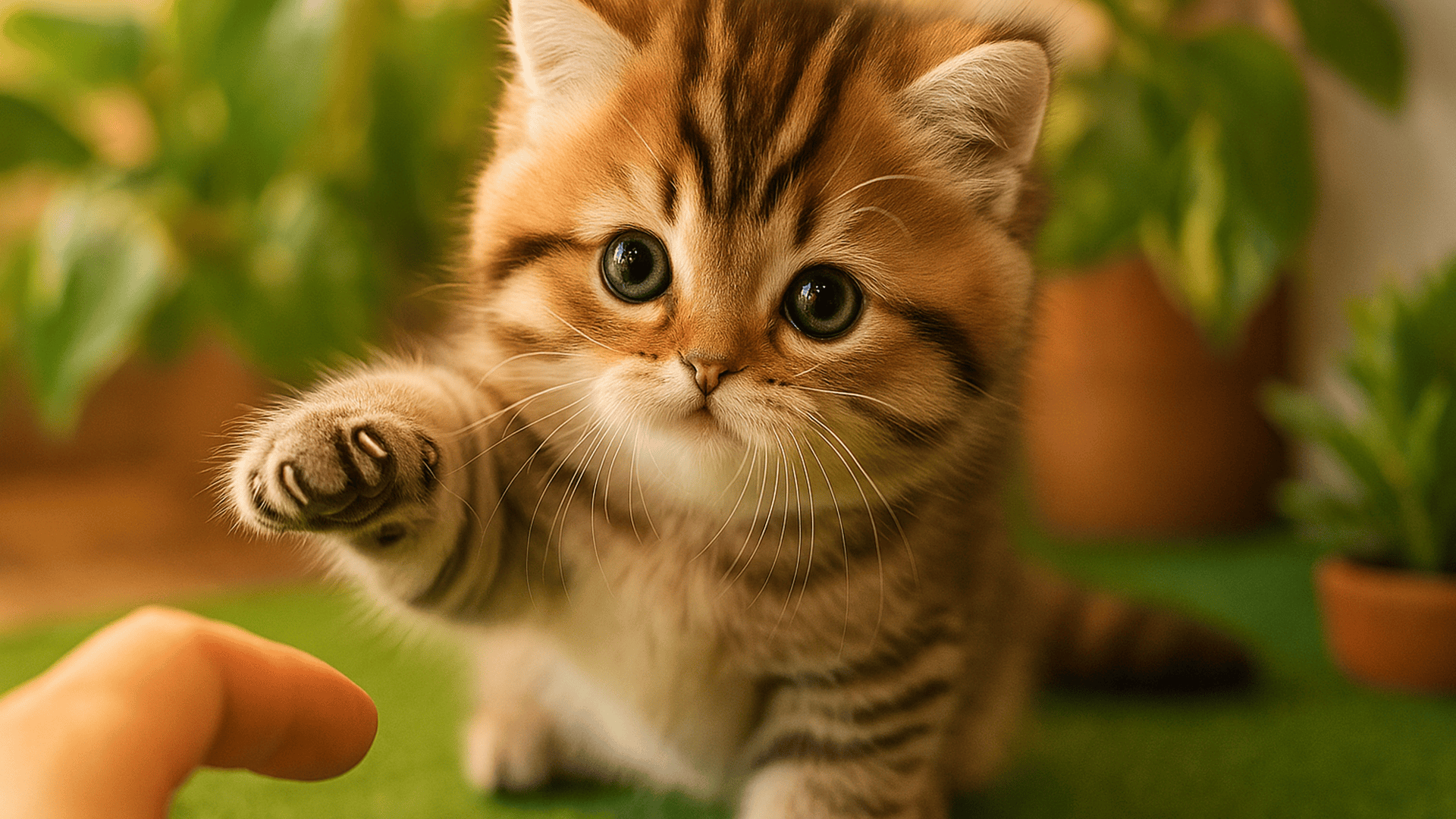 Tiny paw reaches for a handshake