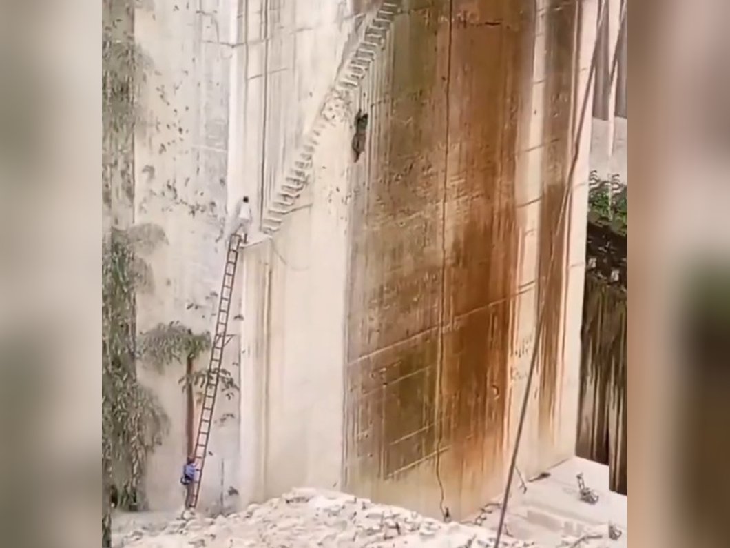 15 meters above the abyss: Man slips from stone steps