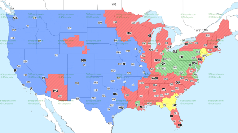 TV broadcast maps and announcers for Week 15 of the 2025 season