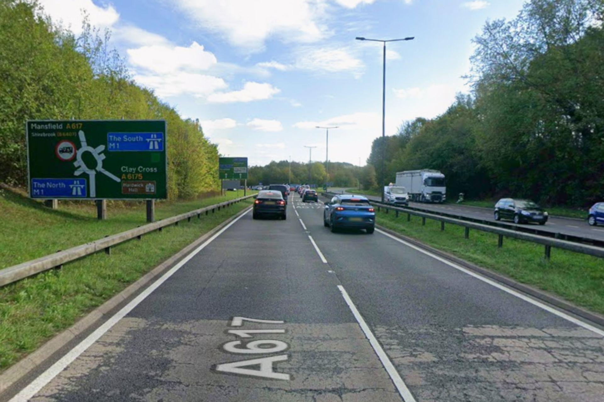 Delays as car bursts into flames on busy Derbyshire road between ...