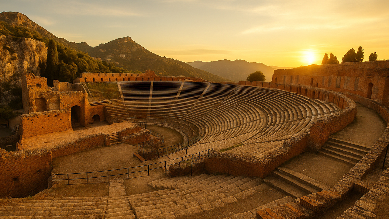 Descubre el antiguo teatro en la ladera de Taormina