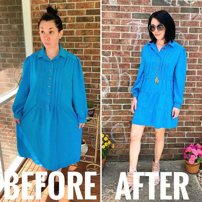 Woman transforms thrift-store clothes for $1 into elegant outfits (30 ...