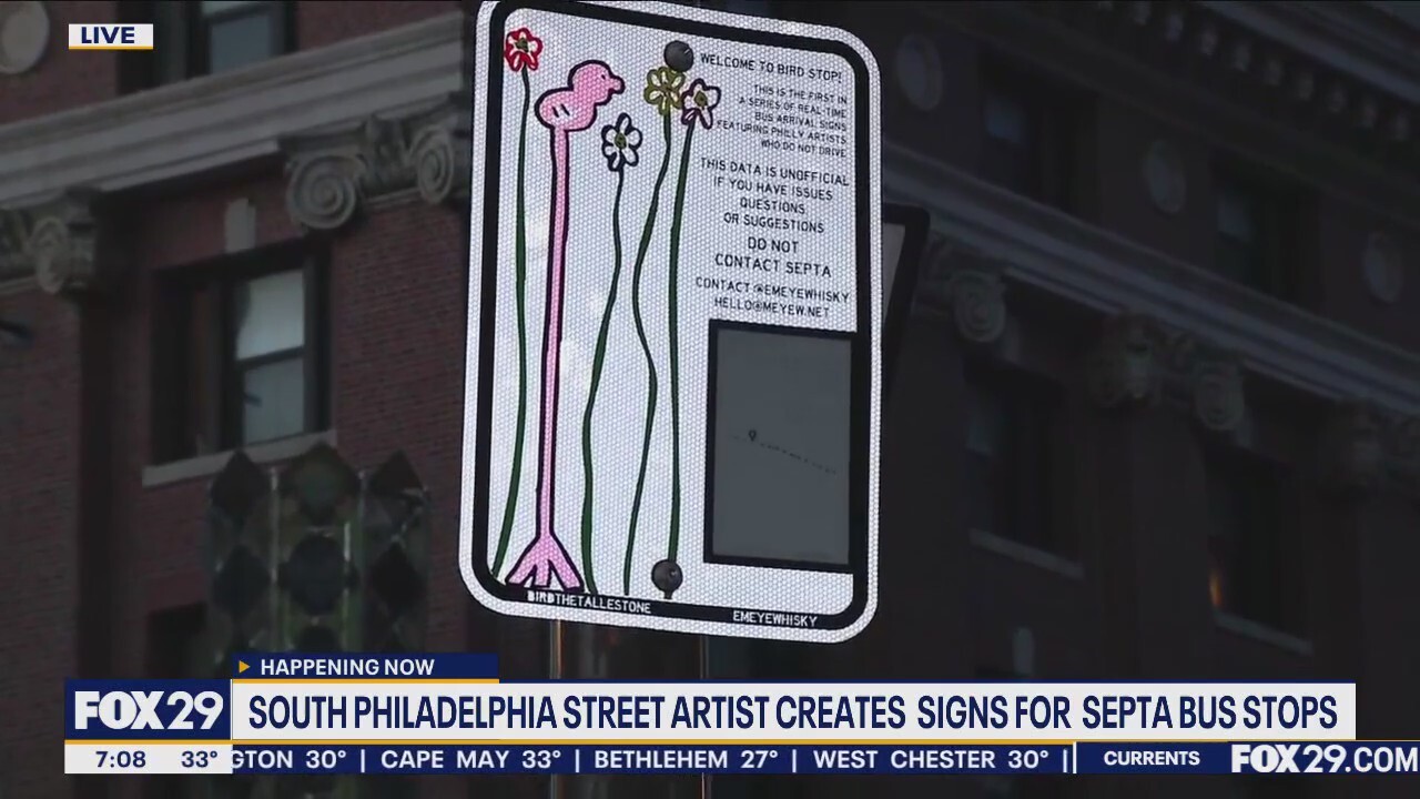 South Philly street artist helps create signs displaying SEPTA bus ...