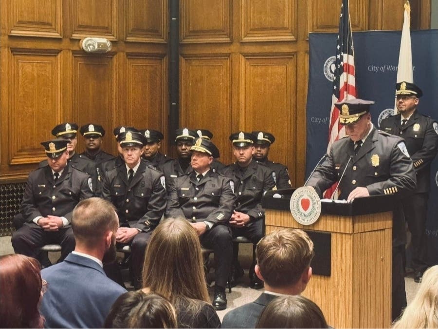 Worcester police officers honored at City Hall promotion ceremony