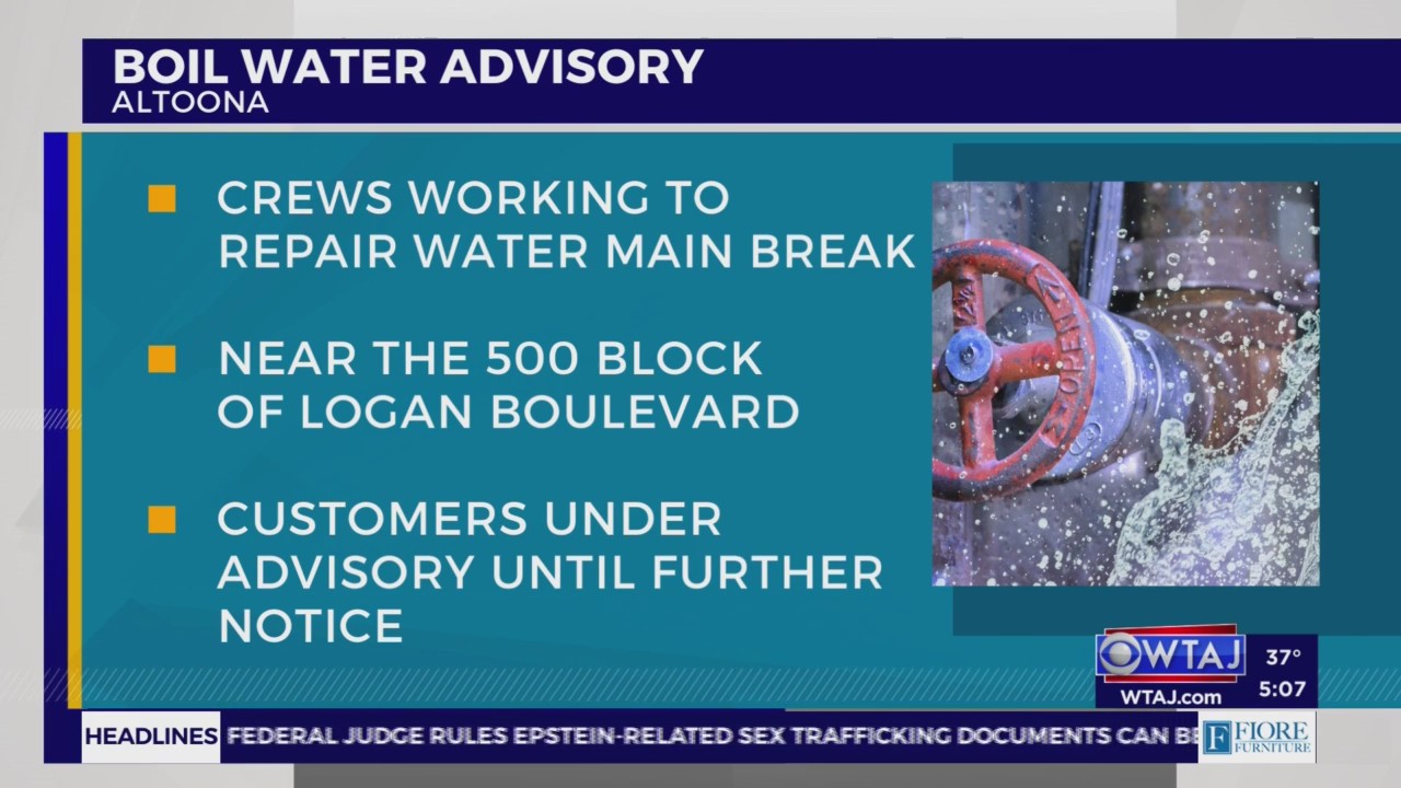 Boil water notice issued after water main break in Altoona