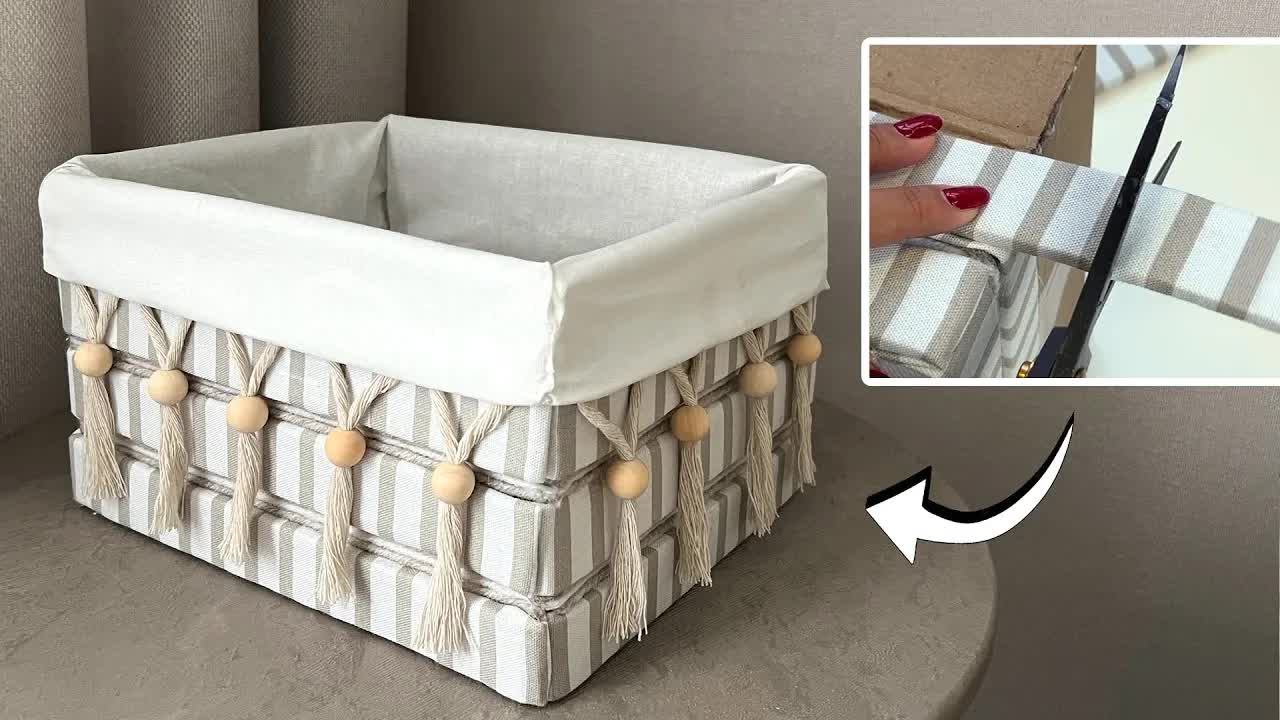 DIY! Made a gorgeous organizer from leftover cardboard, fabric and ...