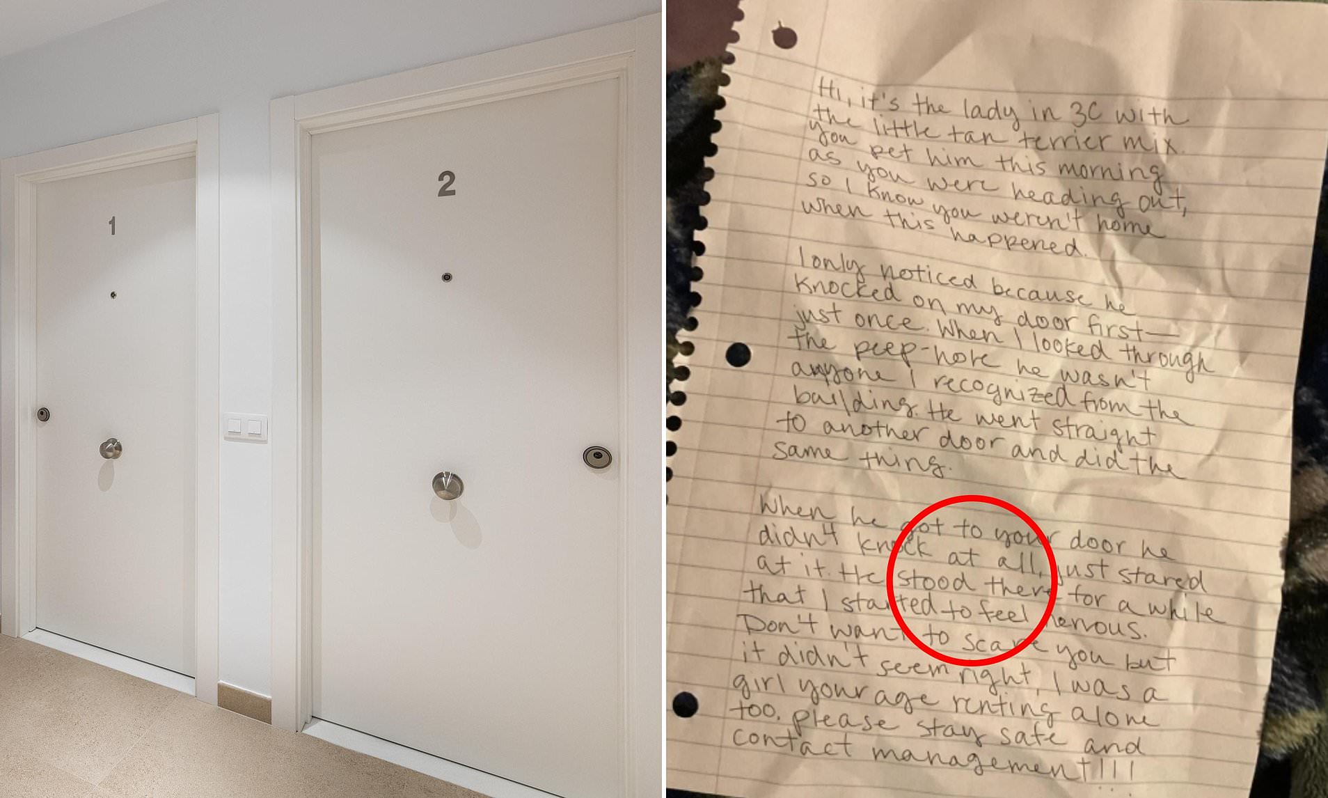 I arrived home to a terrifying handwritten warning note left for me by ...