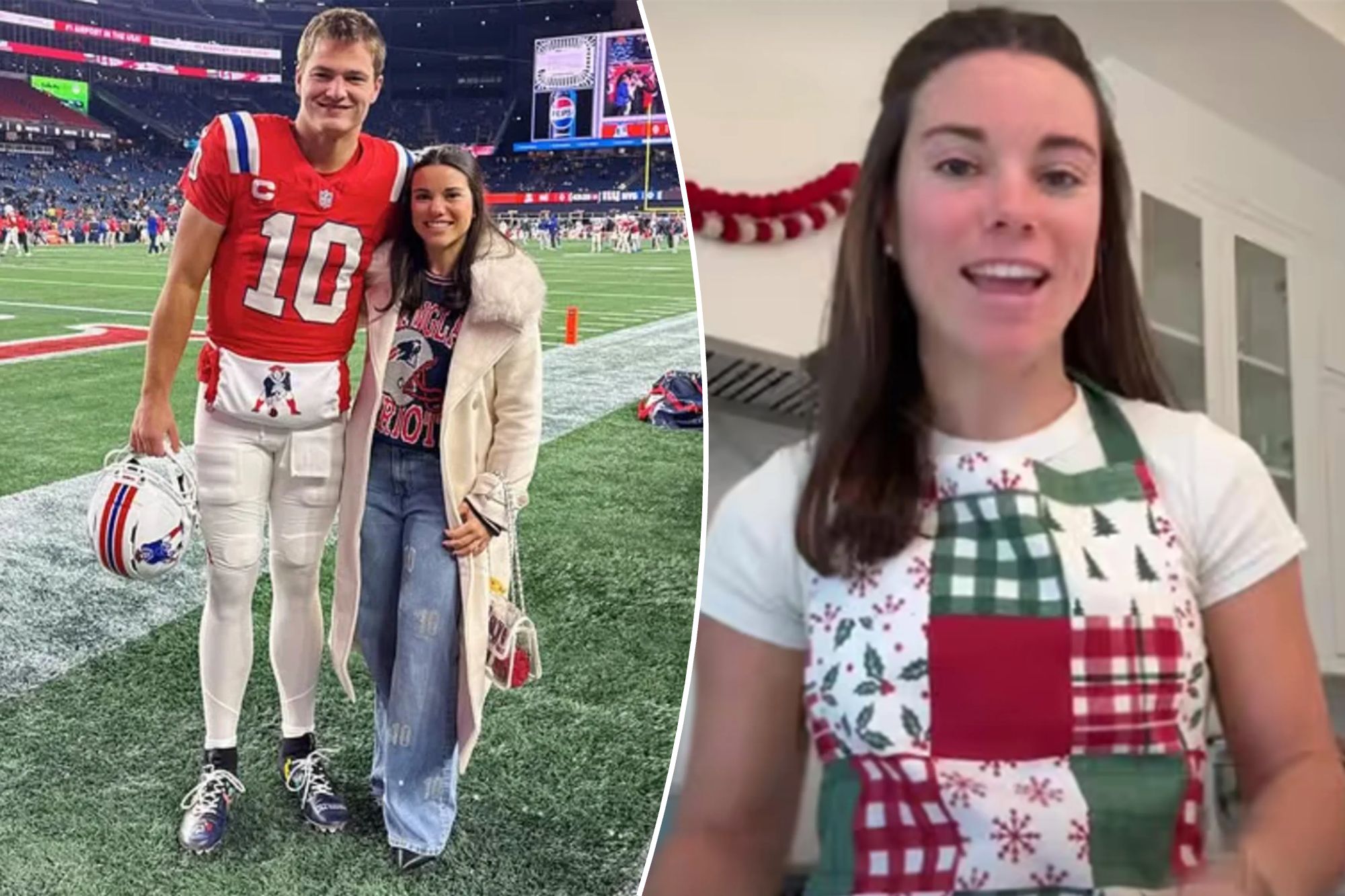 Patriots QB Drake Maye opens up on wife Ann Michael’s viral baking fame
