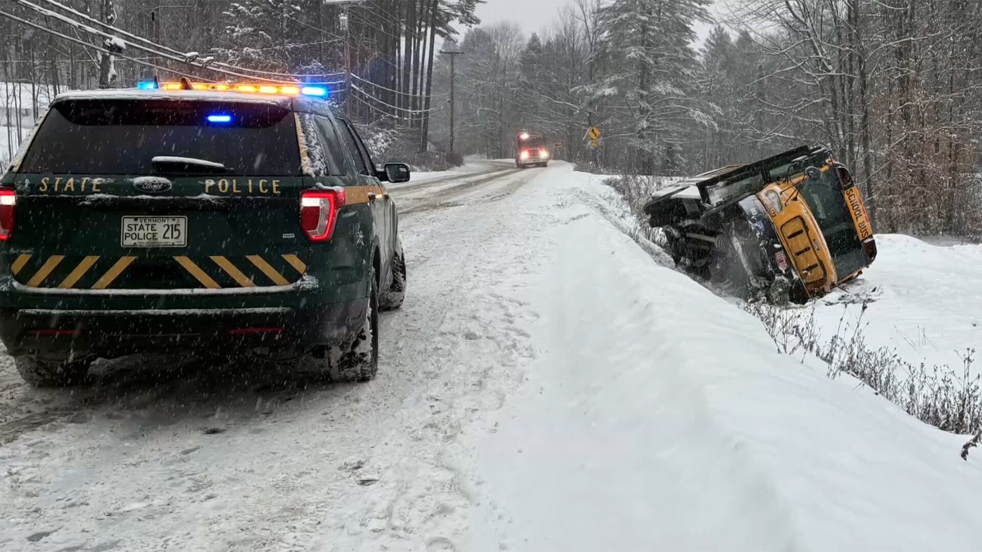 No children aboard when school bus crashes in Middlesex