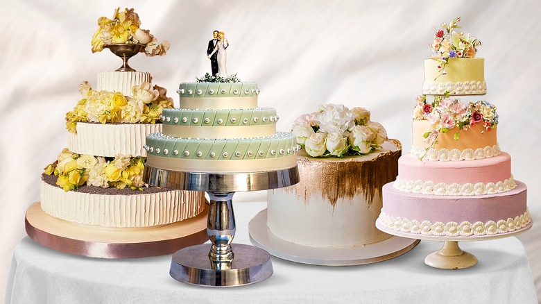 The trendiest wedding cake style of each decade