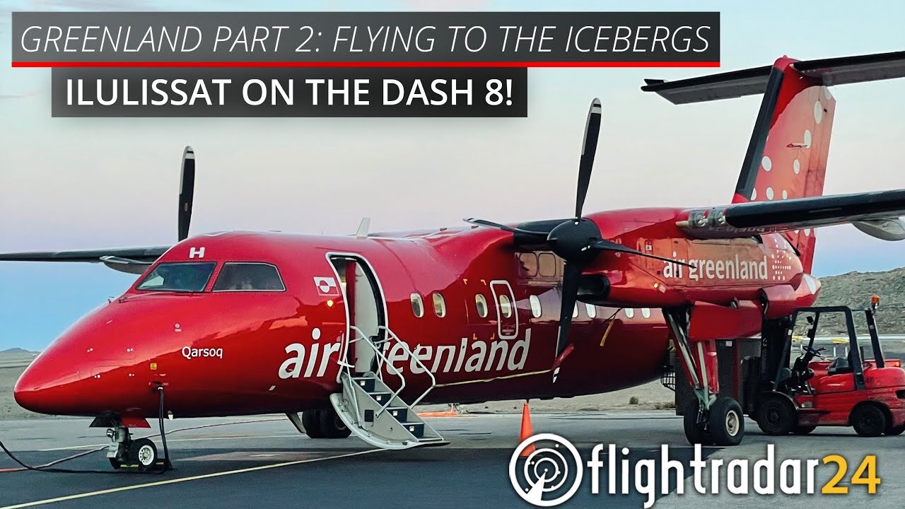 Steep approach over icebergs! Flying the Air Greenland Dash 8 to ...