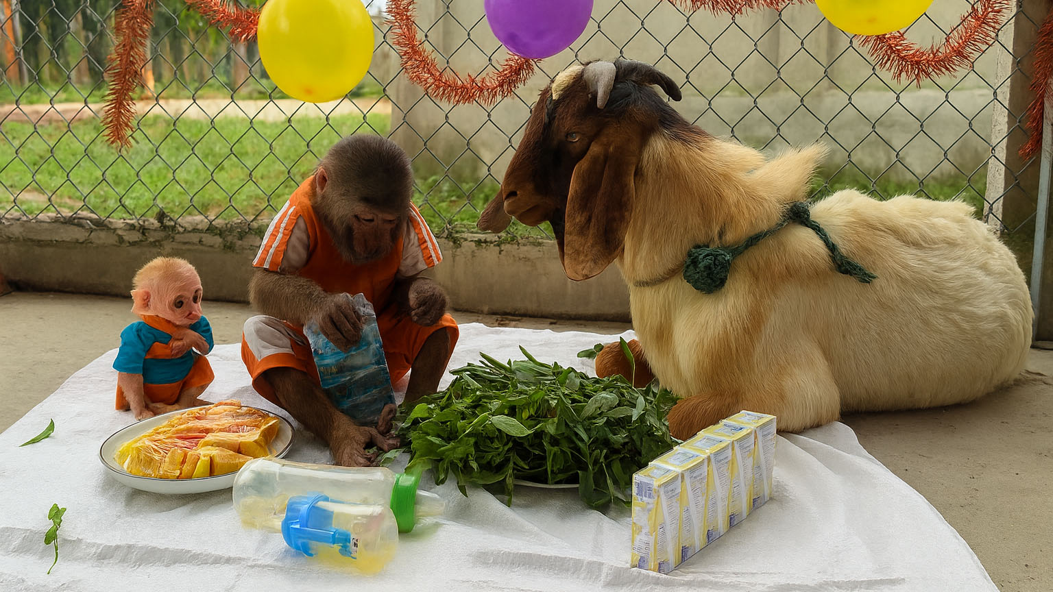 Goat and baby monkey join Cutis’ funny restaurant day