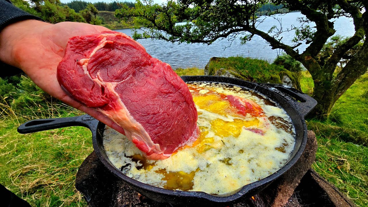 Delicious steak cooked in butter