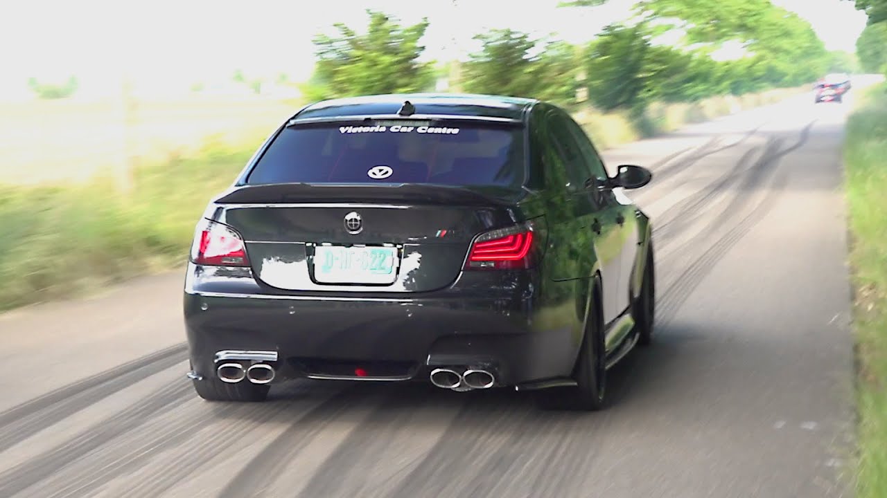 BMW accelerating fast on the road