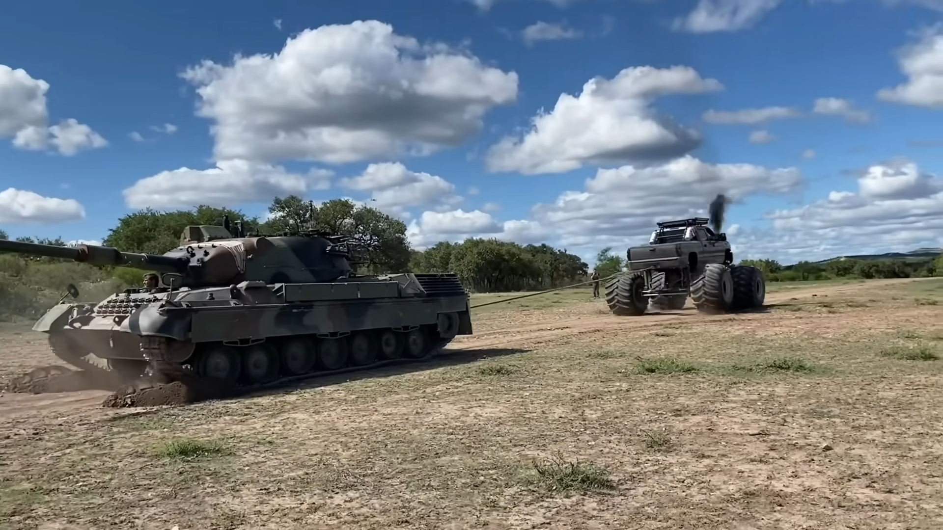 My truck vs a 100,000-pound tank - the rope cost more than my first car