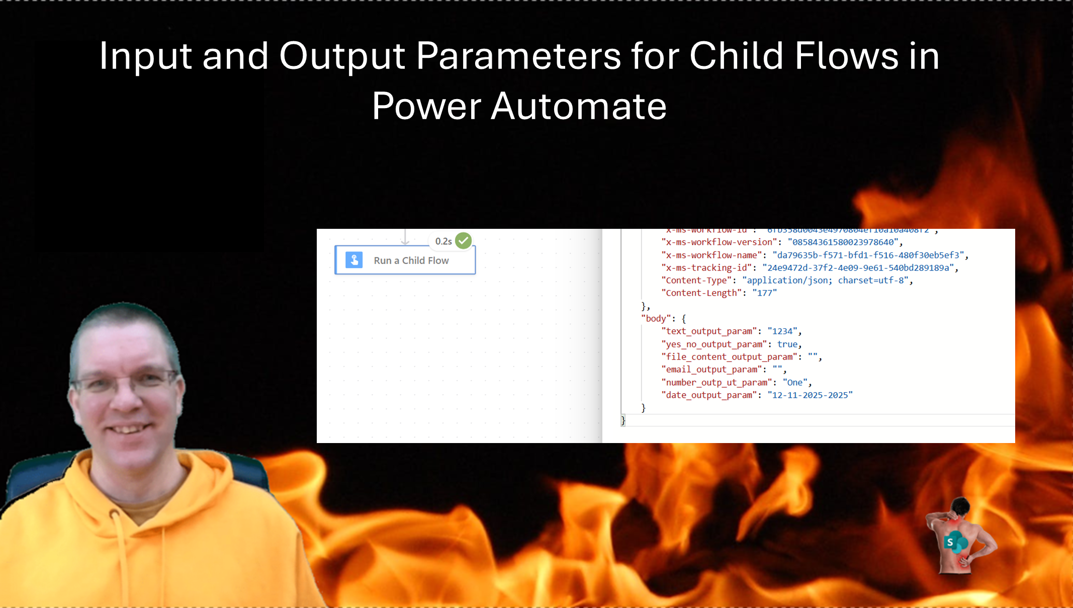 Input and output parameters for child flows in Power Automate