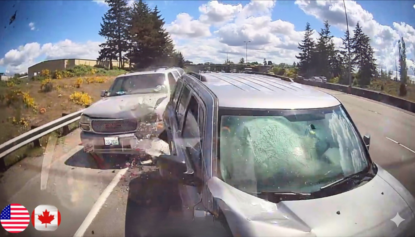 Brutal highway crash leaves vehicles crumpled on impact