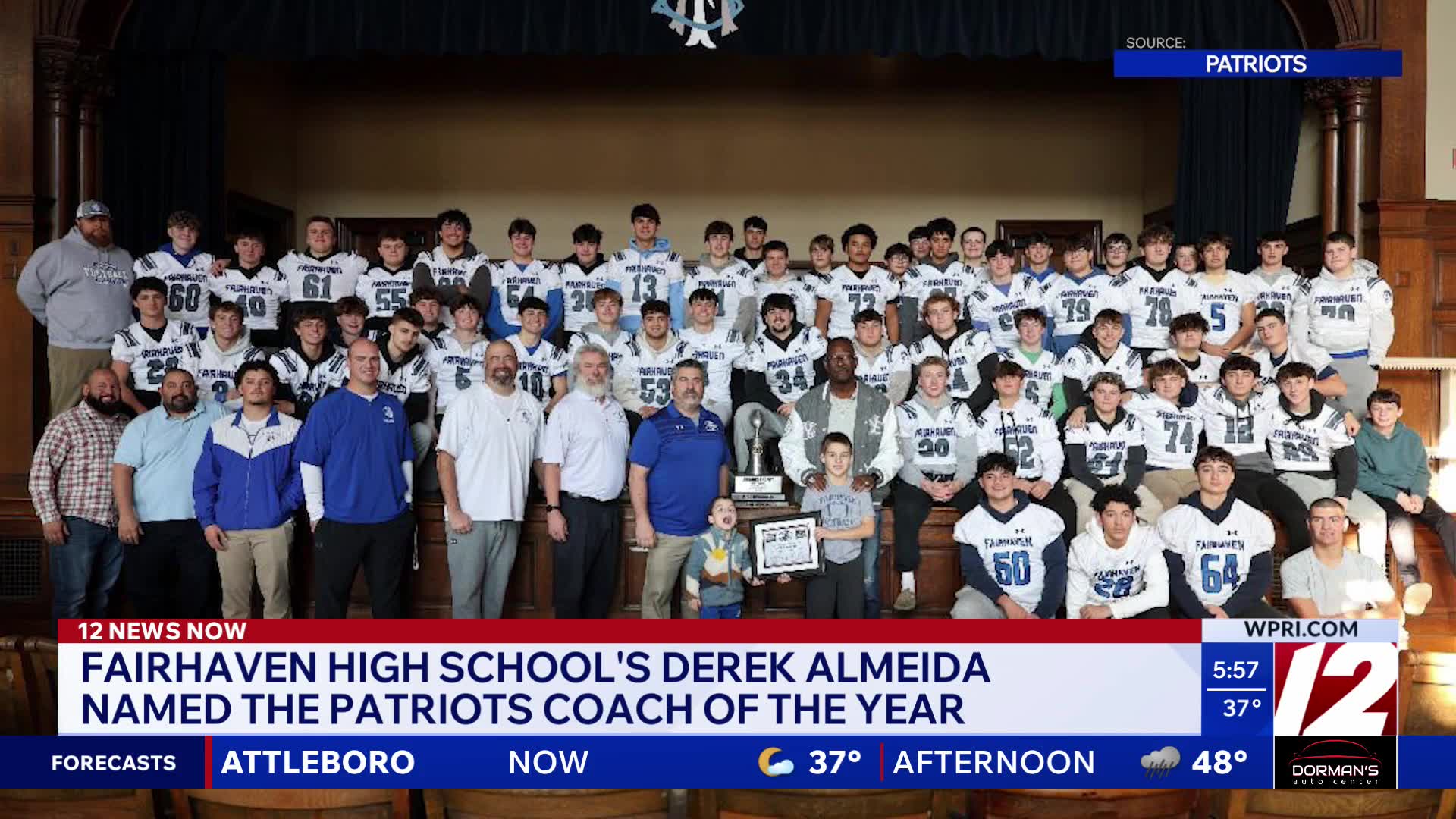 Fairhaven's Derek Almeida named New England Patriots coach of the year