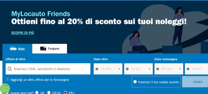Locauto: per le feste sconti fino al 20% sul noleggio auto