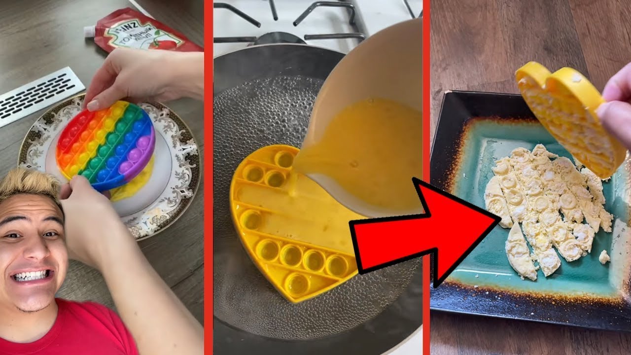 Making eggs with a pop-it toy