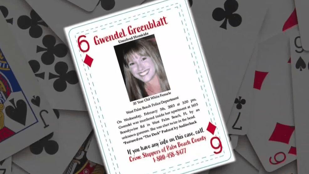 Unsolved murder of Gwendel Greenblatt featured on PBC Crime Stoppers deck