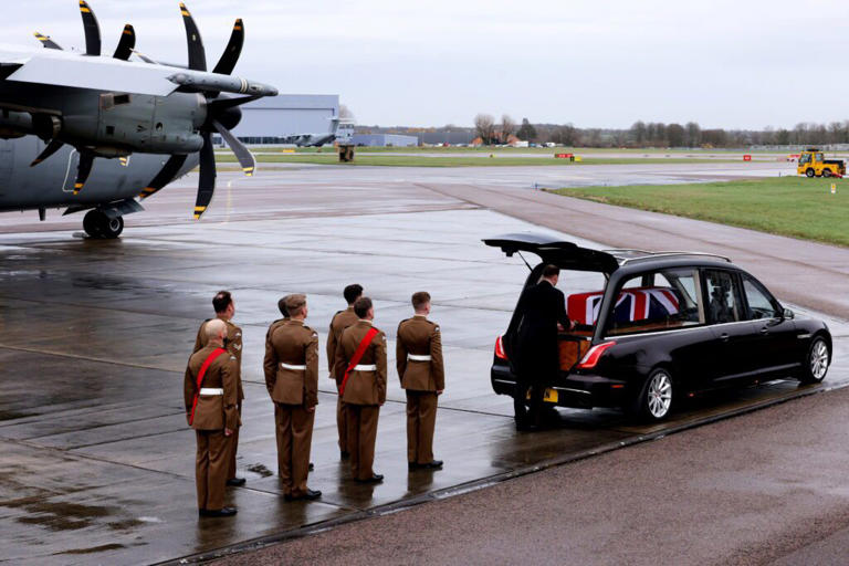 Pictures capture repatriation of British soldier killed in Ukraine
