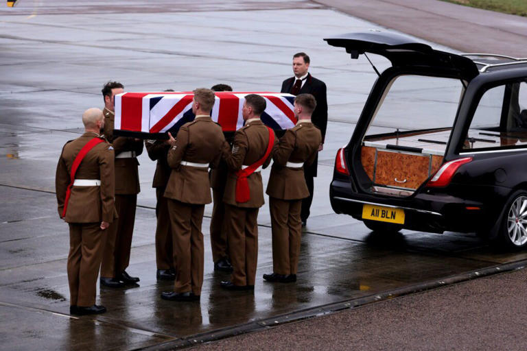 Pictures capture repatriation of British soldier killed in Ukraine
