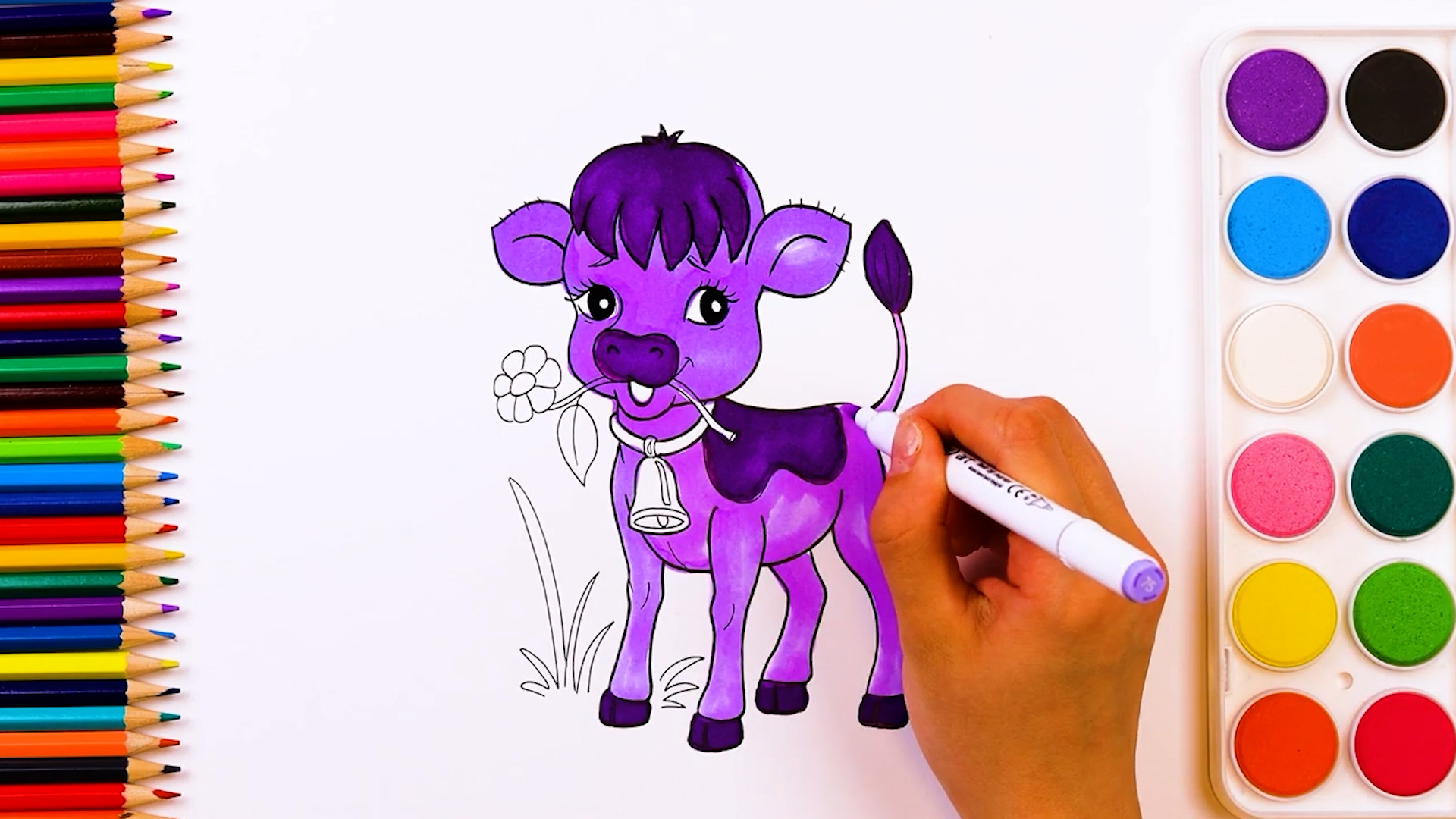 Coloring in a fun cartoon