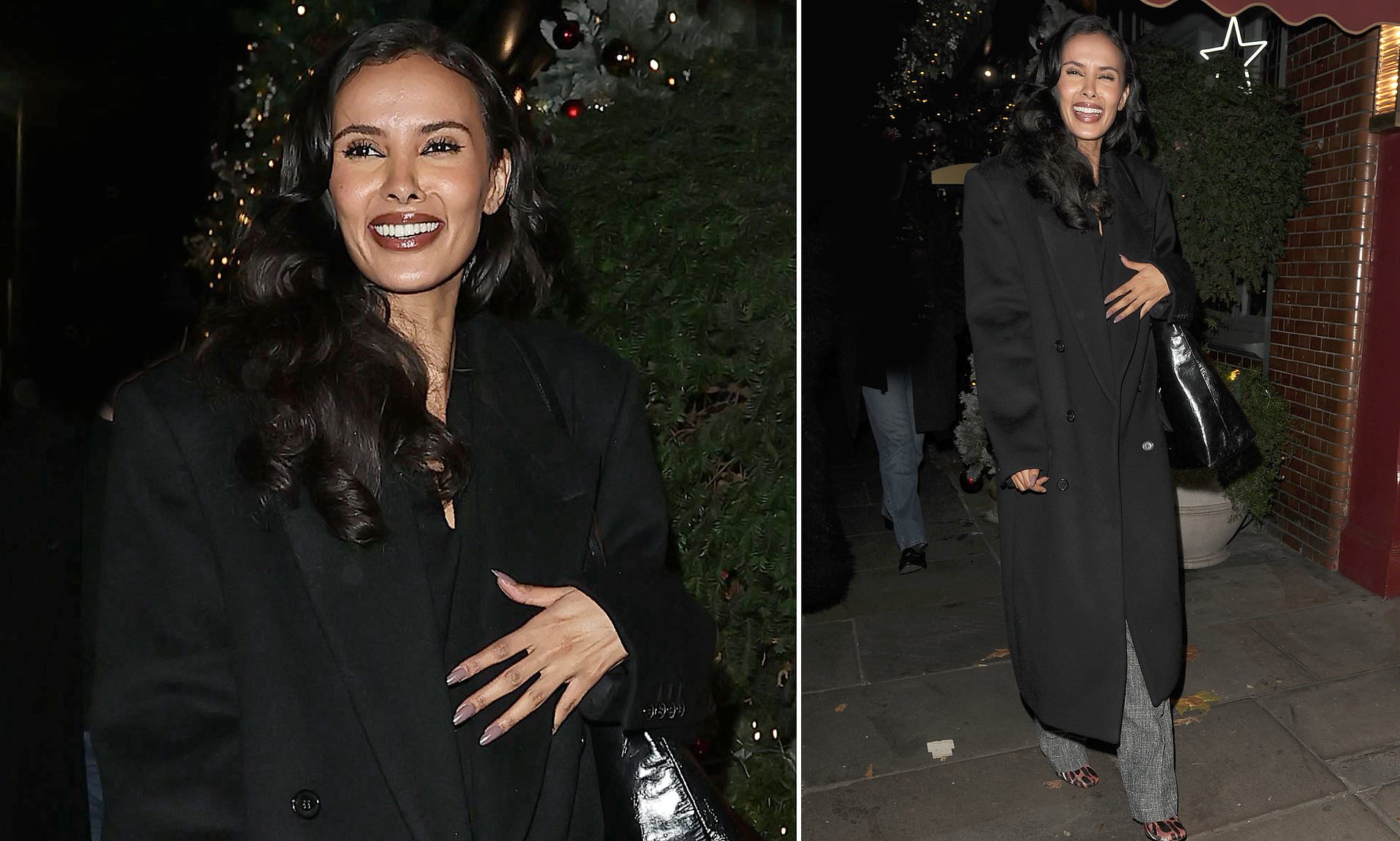 Maya Jama gets into the festive spirit as she hits the town for a girls ...
