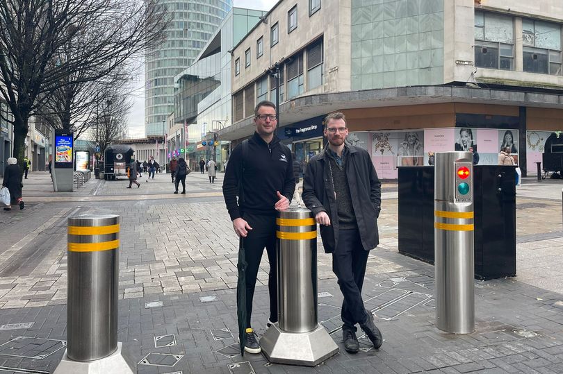 New Birmingham city centre hostile vehicle bollards and knife arches ...
