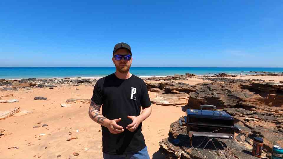 Weber Go Anywhere reverse seared T-bone & Broome fishing