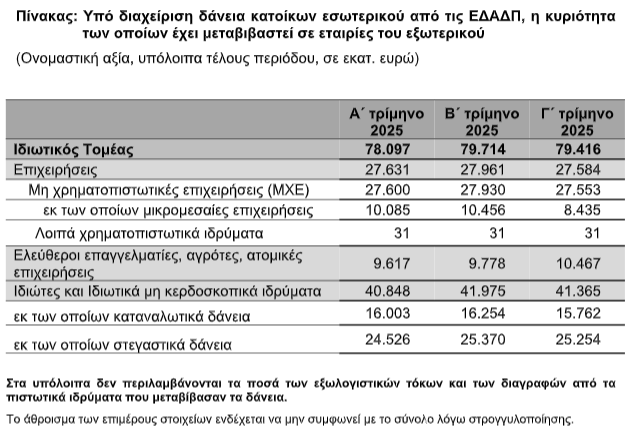 Περιορίστηκαν τα δάνεια του ιδιωτικού τομέα στους servicers (πίνακας ...